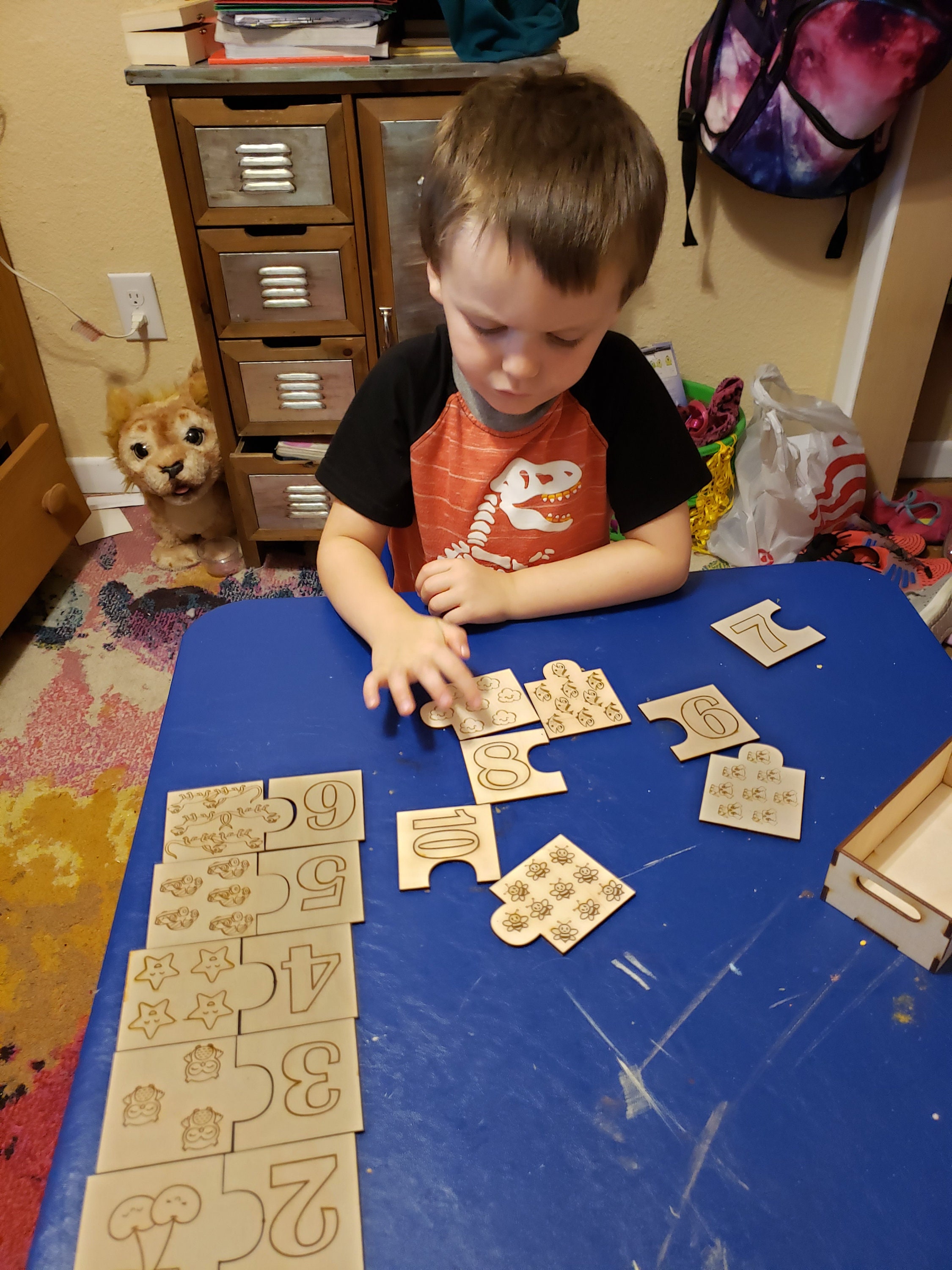 Wood Number Puzzle, Learning Game, Preschool, Elementary, Student, Kid ...