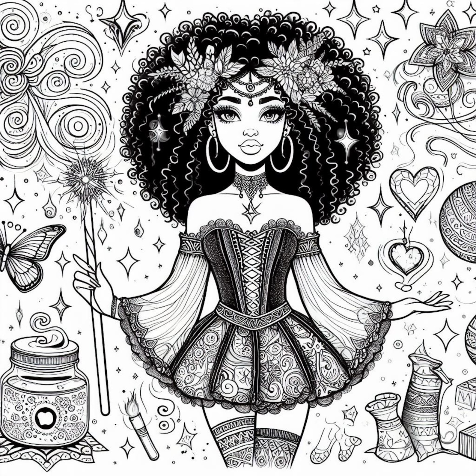 Black Girl Magic Coloring Pages: Rainbow Illustrations (digital ...