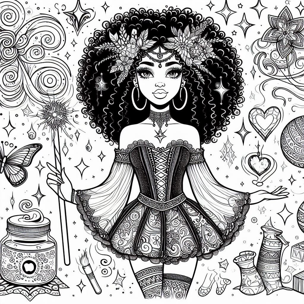 Black Girl Magic Coloring Pages, Magic Coloring Page, Rainbow Magi ...