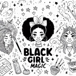 Black Girl Magic Coloring Pages, Magic Coloring Page, Rainbow Magi ...