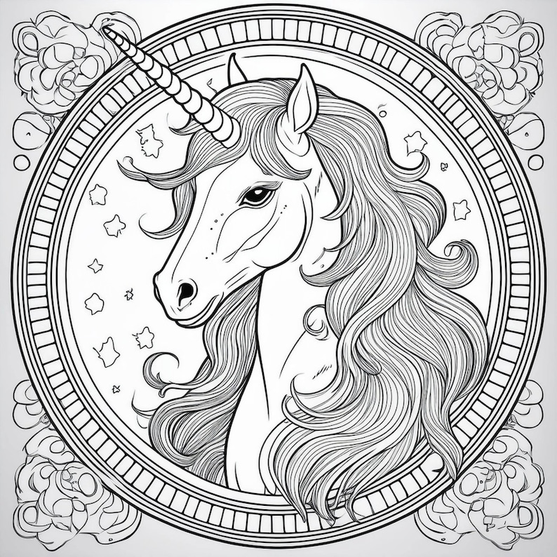 Enchanting Unicorn Coloring Book for Kids | Printable Coloring Pages - Etsy