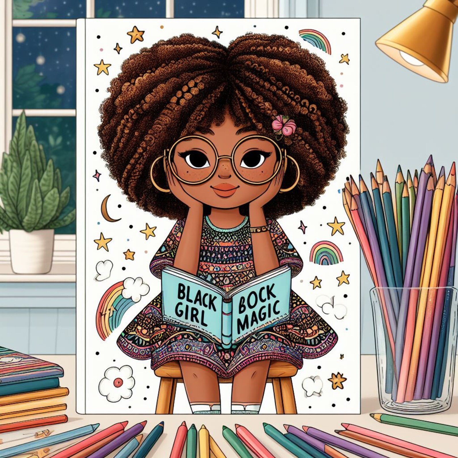 Black Girl Magic Coloring Pages, Magic Coloring Page, Rainbow Magi ...