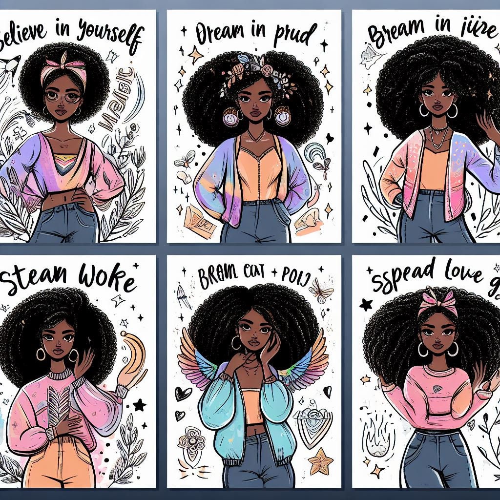 Black Girl Magic Coloring Pages, Magic Coloring Page, Rainbow Magi ...