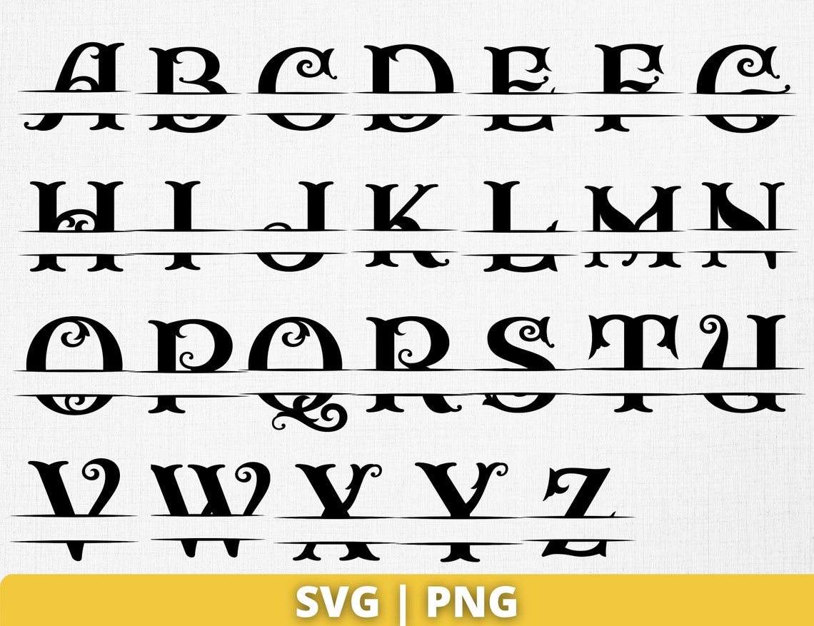 Split Monogram Alphabet SVG/PNG Split Monogram Svg Font | Etsy