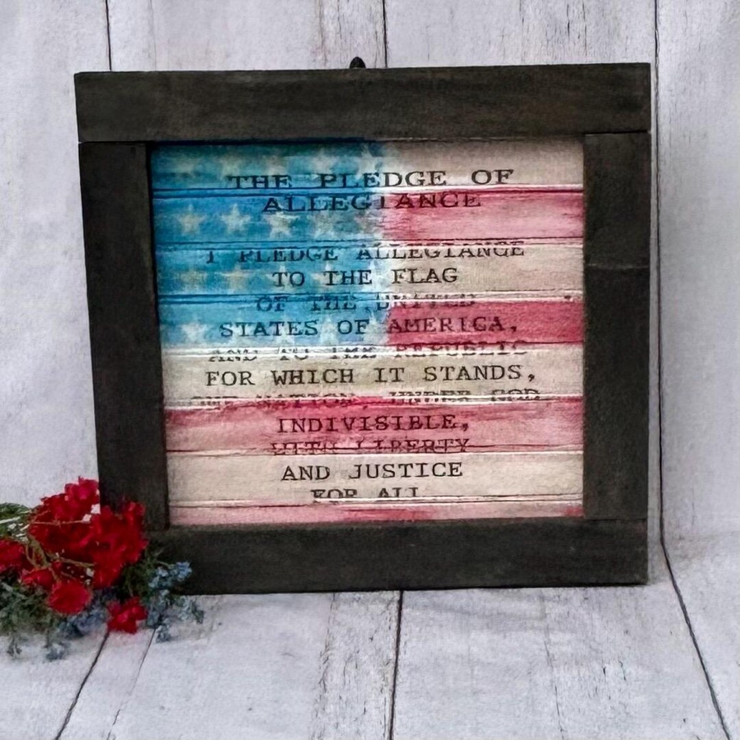 Pledge of Allegiance Sign, Rustic Wall Hanging, Patriot Decor, Gift for ...