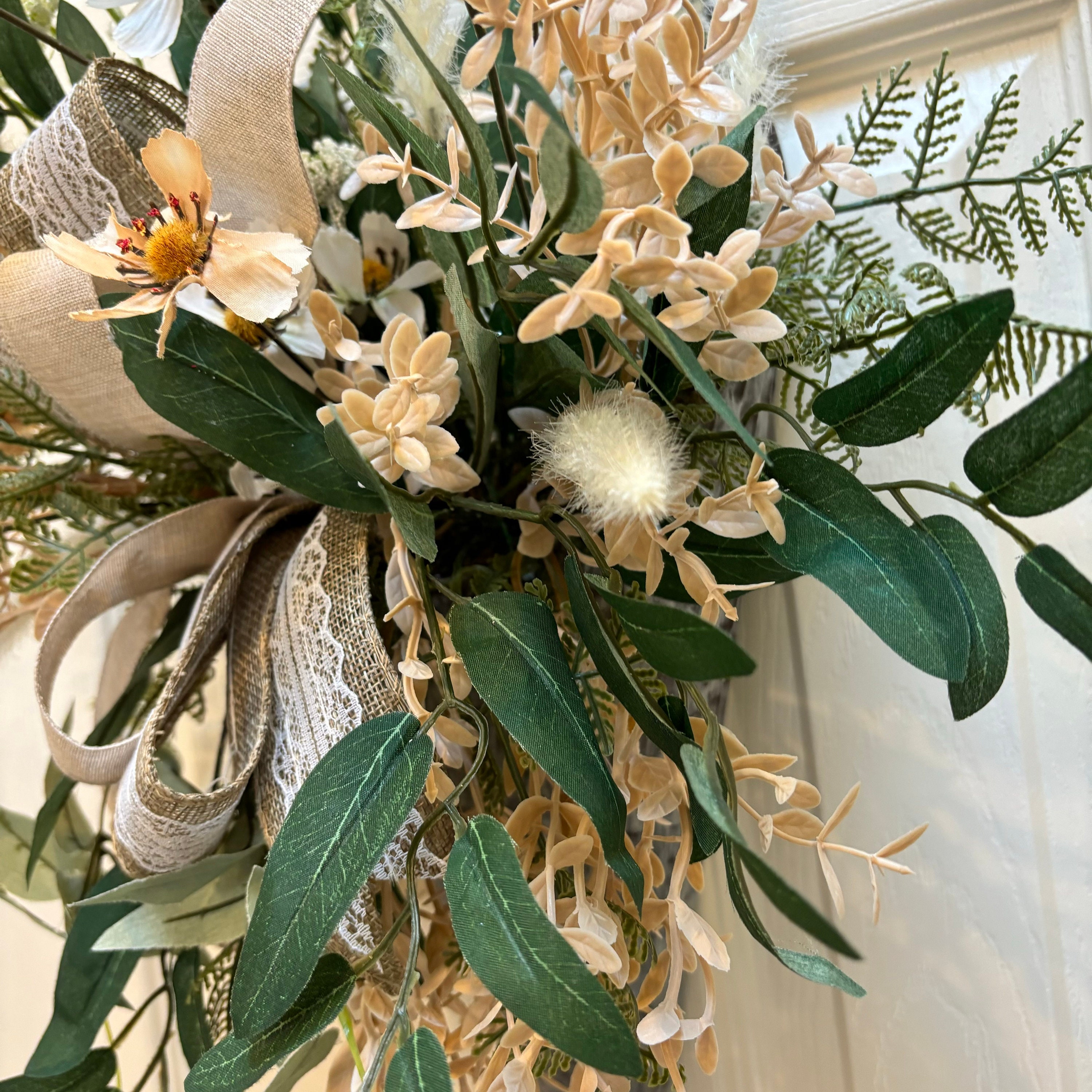 Boho Hanging Floral, Neutral Floral Arrangment, Rustic Floral Wall ...