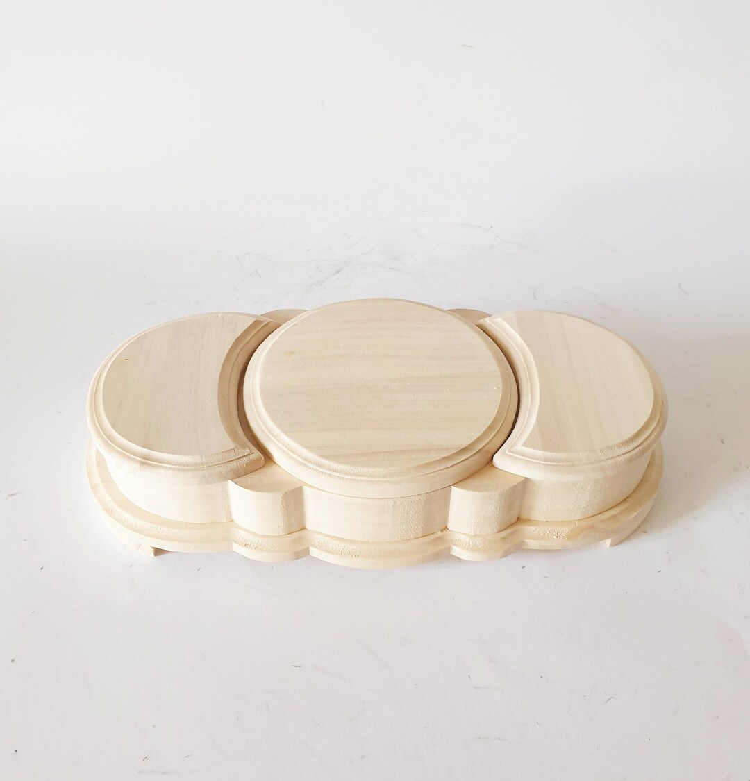 Unfinished Wooden Box Linden From Pine With 3 Compartments, Unpainted ...