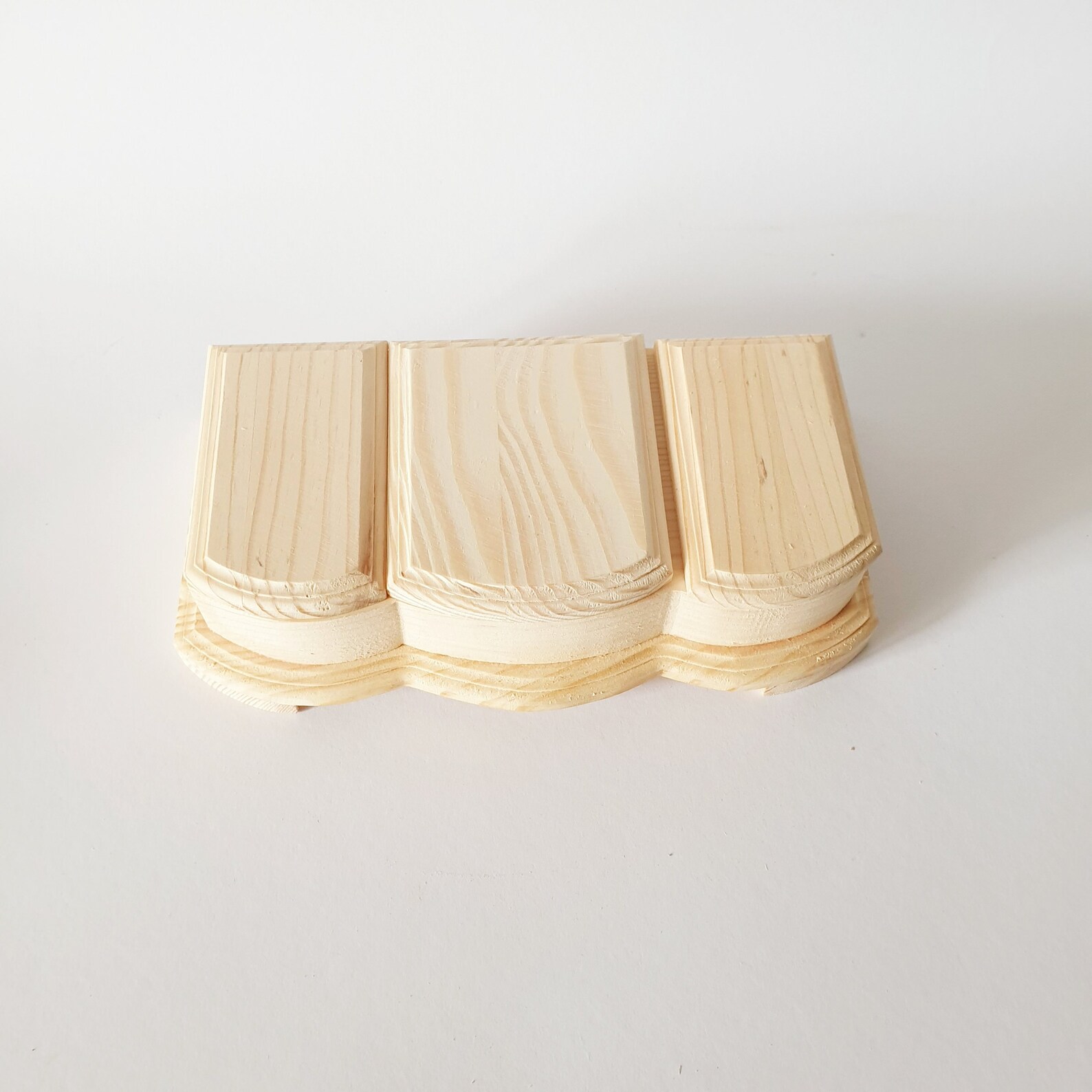Unfinished Wooden Box From Pine With 3 Compartments, Unpainted Box With ...