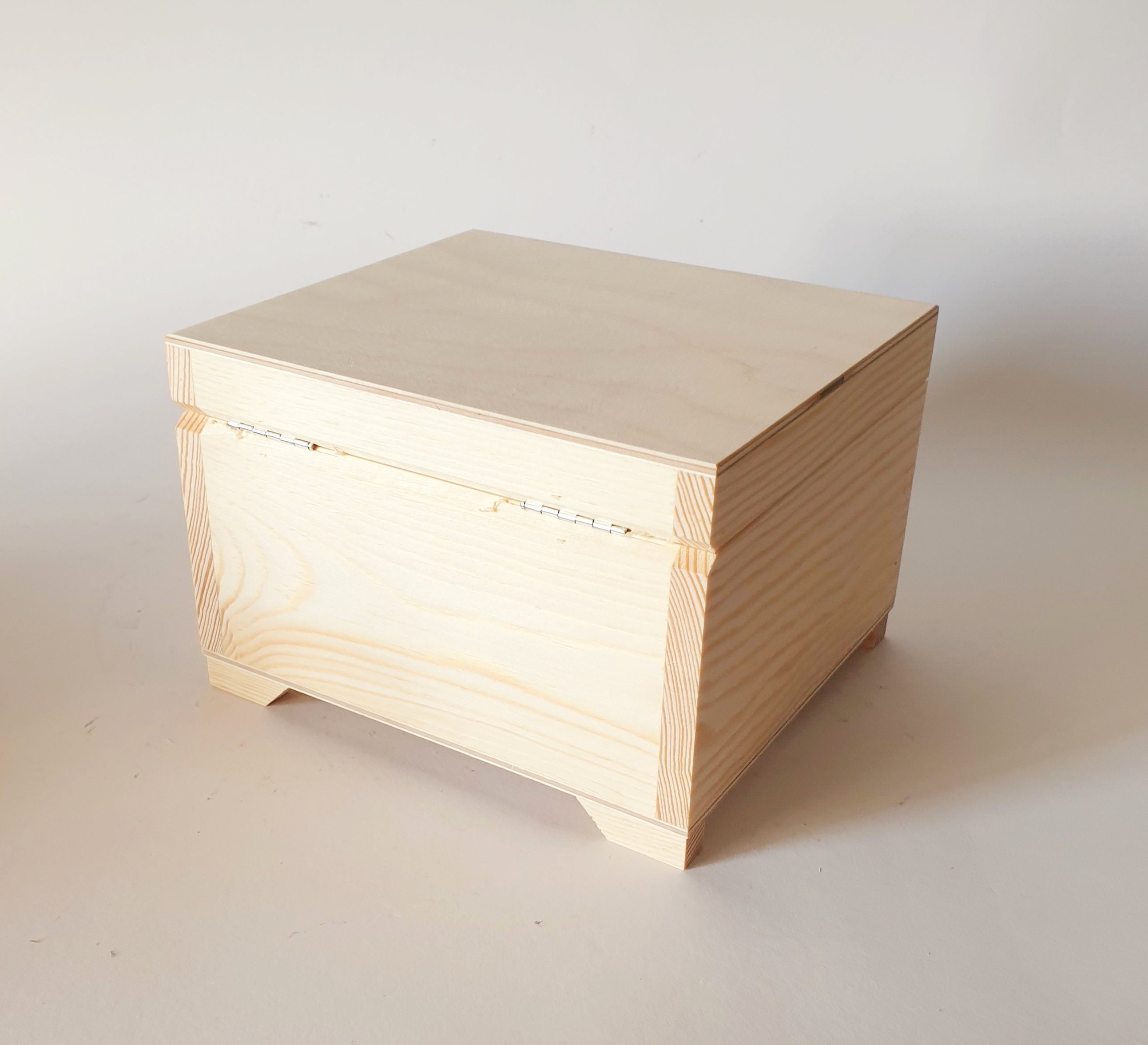 Chest Box With 1 Drawer and Mirror , Cosmetics Wood Box, Unpainted Wood ...