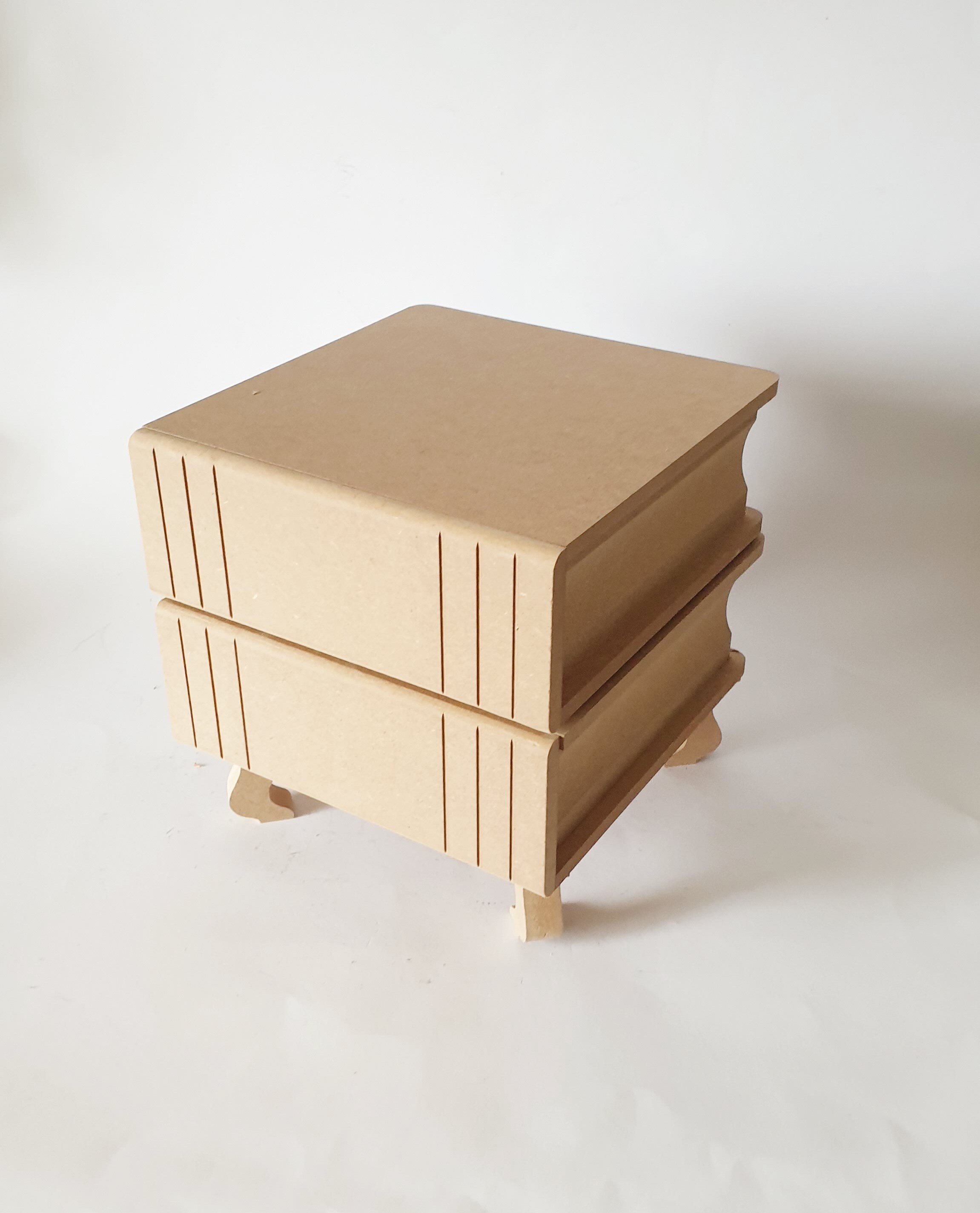 Two-storied Unfinished MDF Book Box , Unpainted MDF Box ,decoupage Box ...