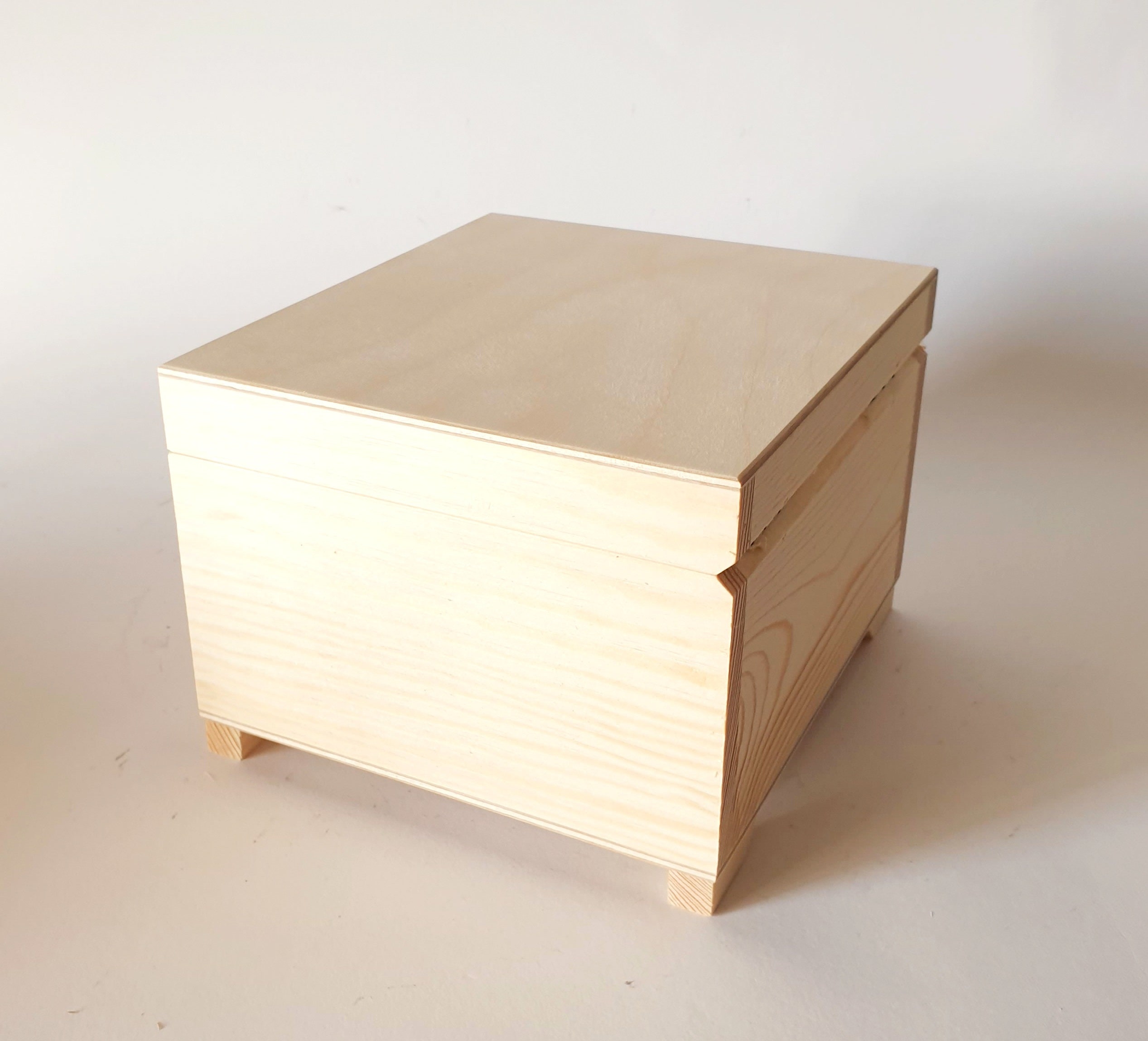 Chest Box With 1 Drawer and Mirror , Cosmetics Wood Box, Unpainted Wood ...