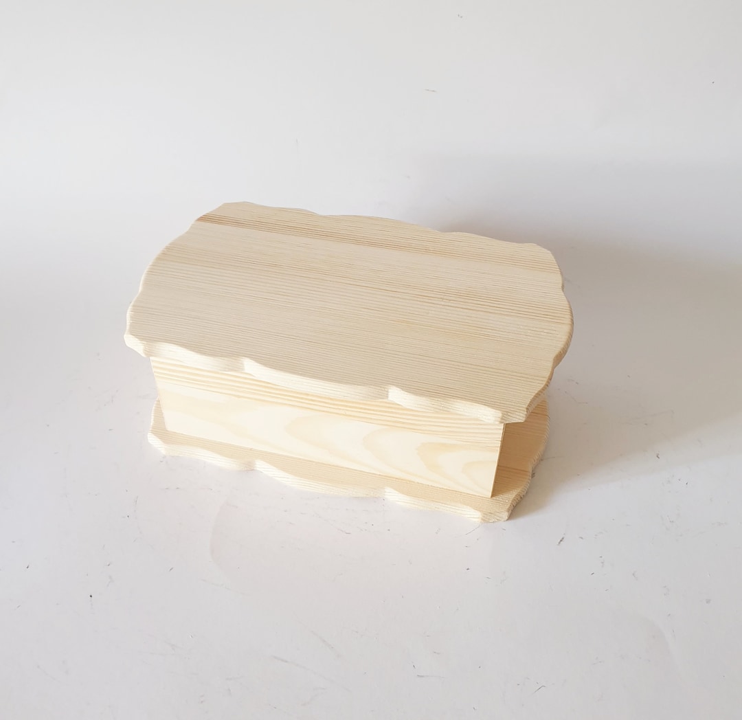 Pine Wood Box Wooden Box With a Lid, Unpainted Box ,decoupage Wooden ...