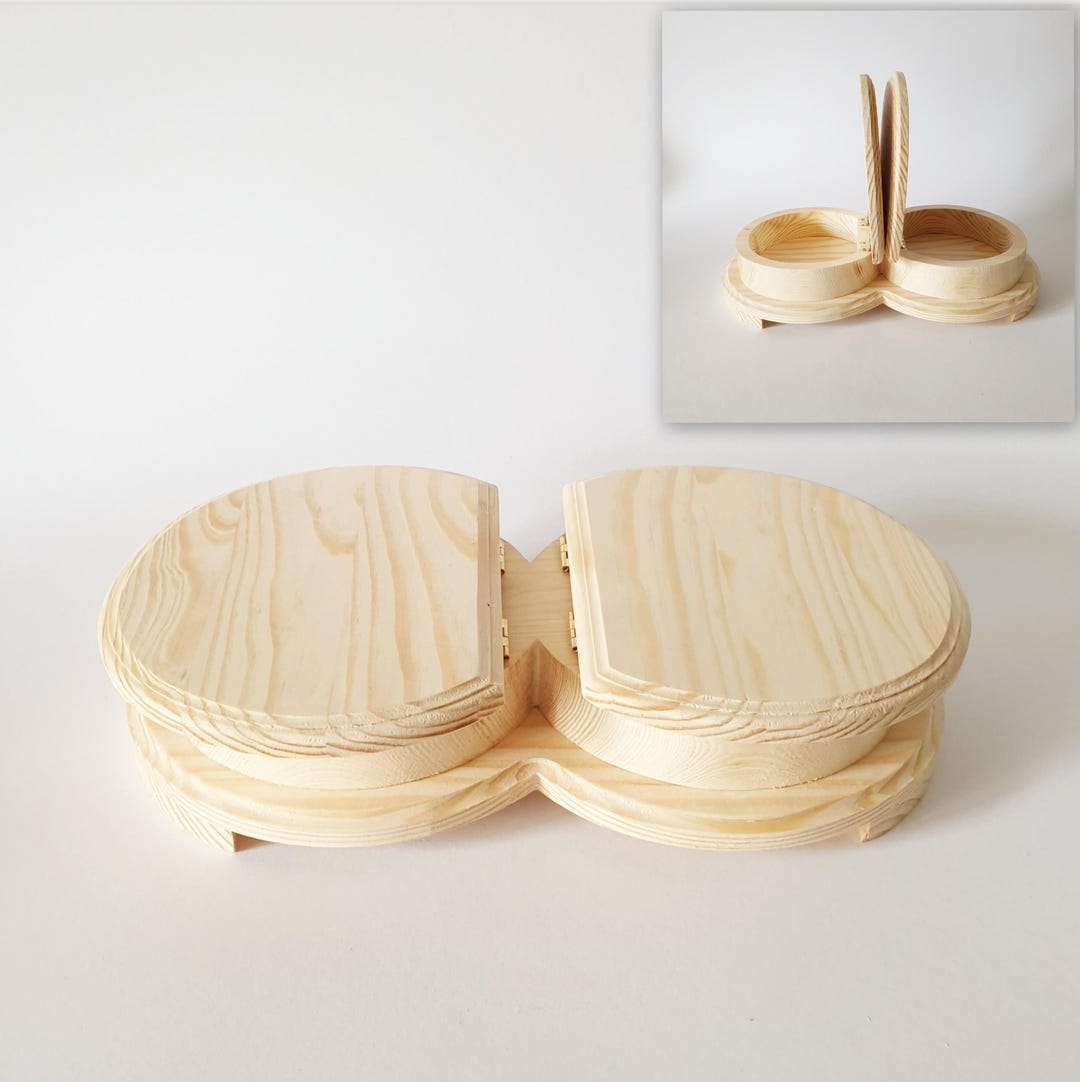 Unfinished Pine Wooden Box With Lid: DIY Craft Box, 2 Compartments - Etsy