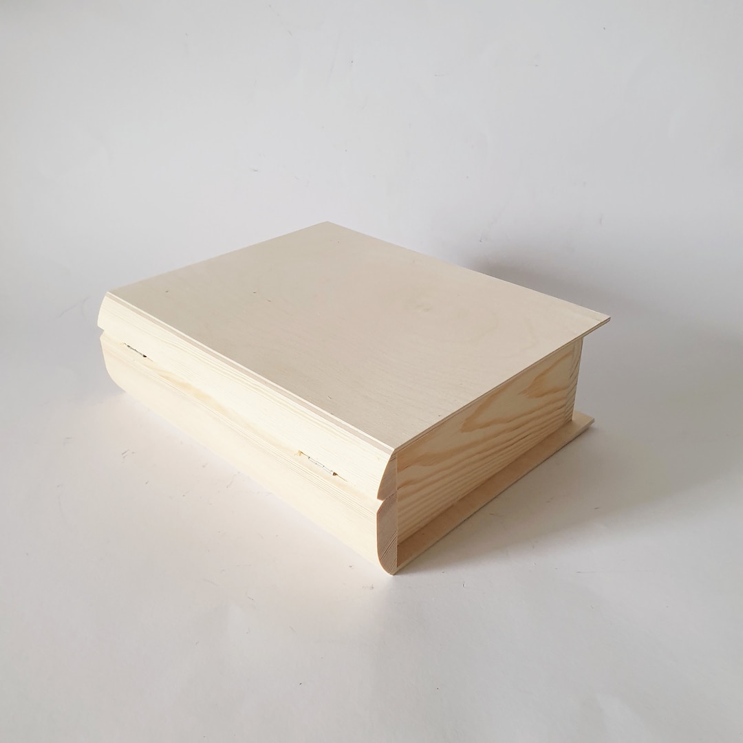 Unfinished Wooden Book Box With Lid: DIY Decoupage Craft - Etsy