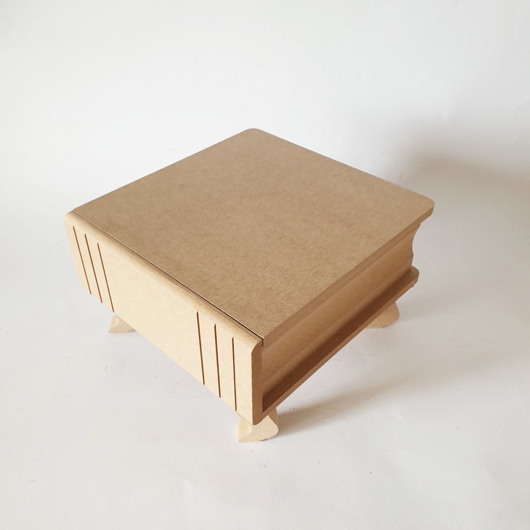 Unfinished MDF Book Box Unpainted MDF Box With a Lid - Etsy