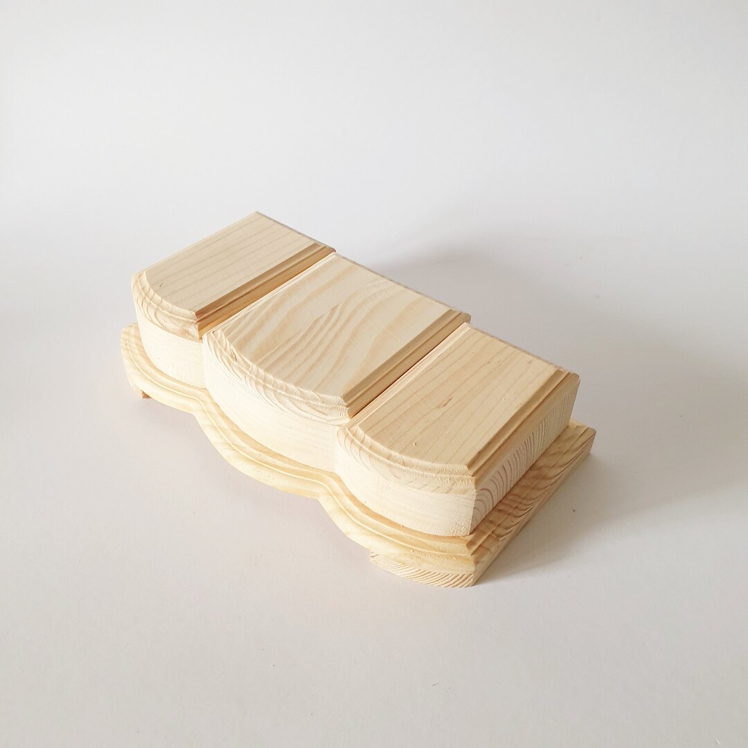Unfinished Wooden Box From Pine With 3 Compartments, Unpainted Box With ...