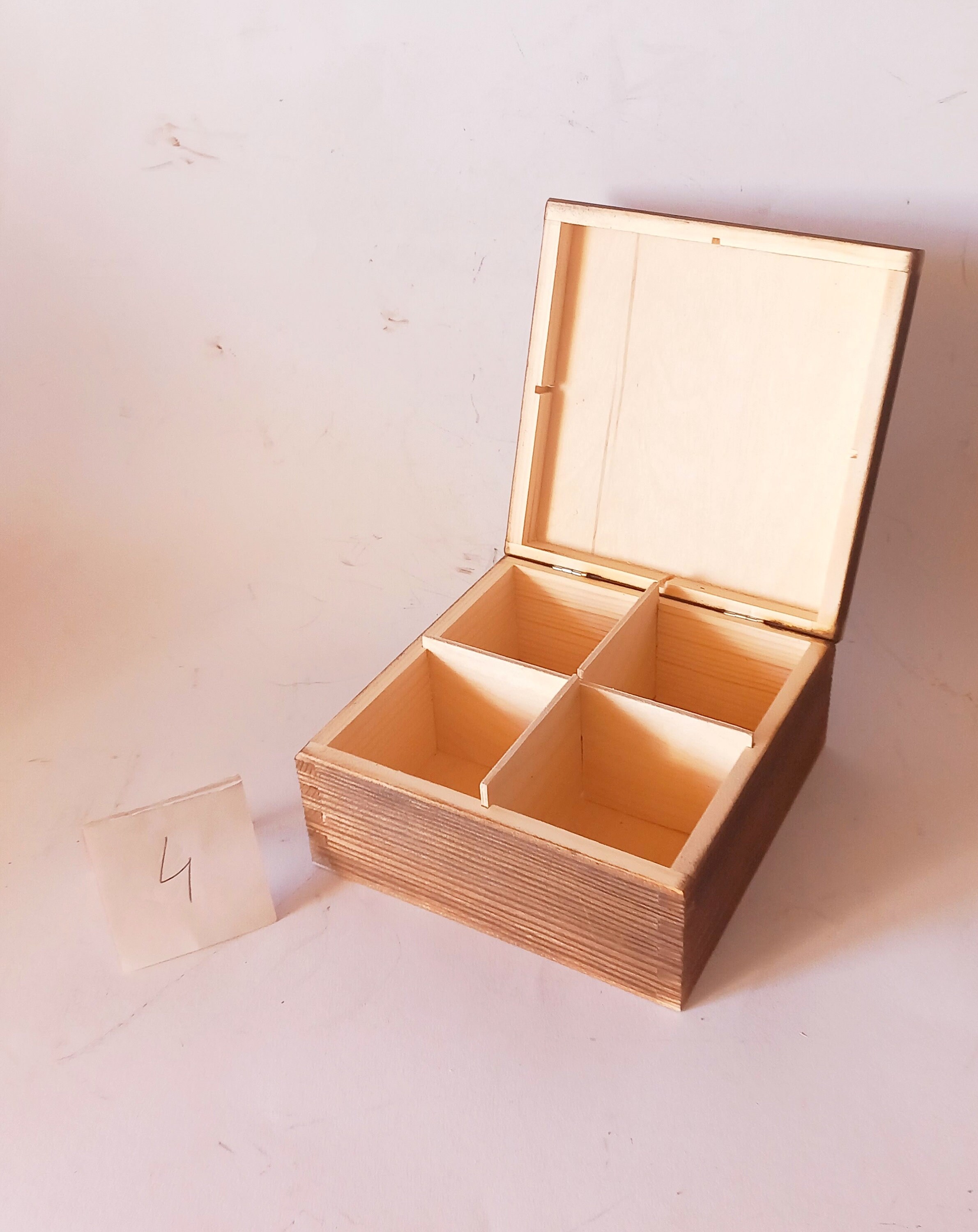 Flamed Tea Box With 4 Compartments, Tea Box, Wooden Box, DIY Box ...