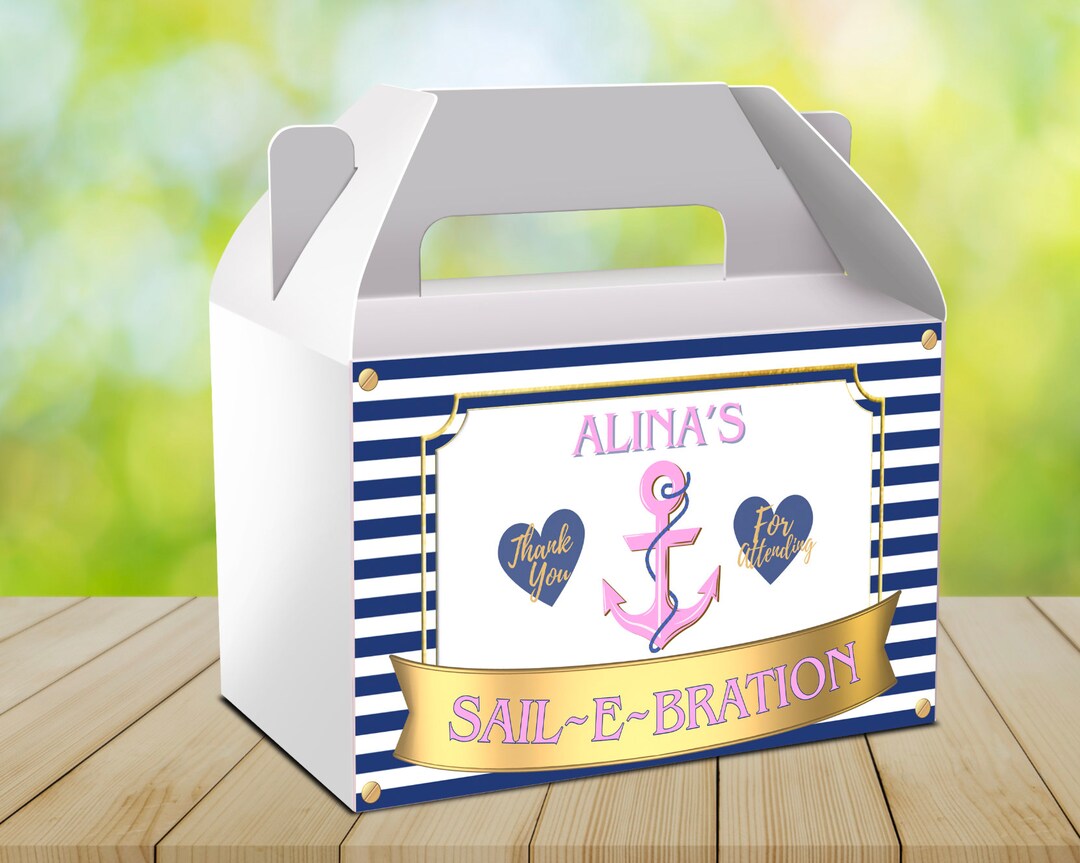 Personalised Sailor Boxes for Your Little Guests, Pink Sailor Theme ...