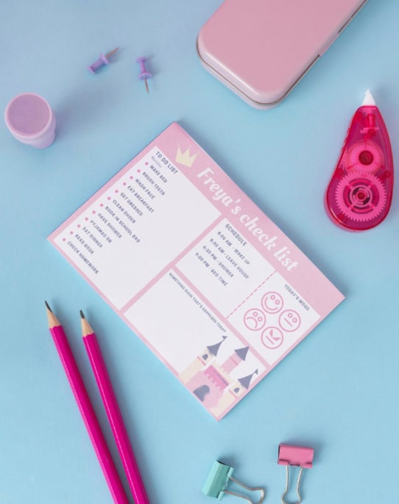 Princess Chore Chart, Daily Kids CHECKLIST, Bedtime Routine Chart,daily ...
