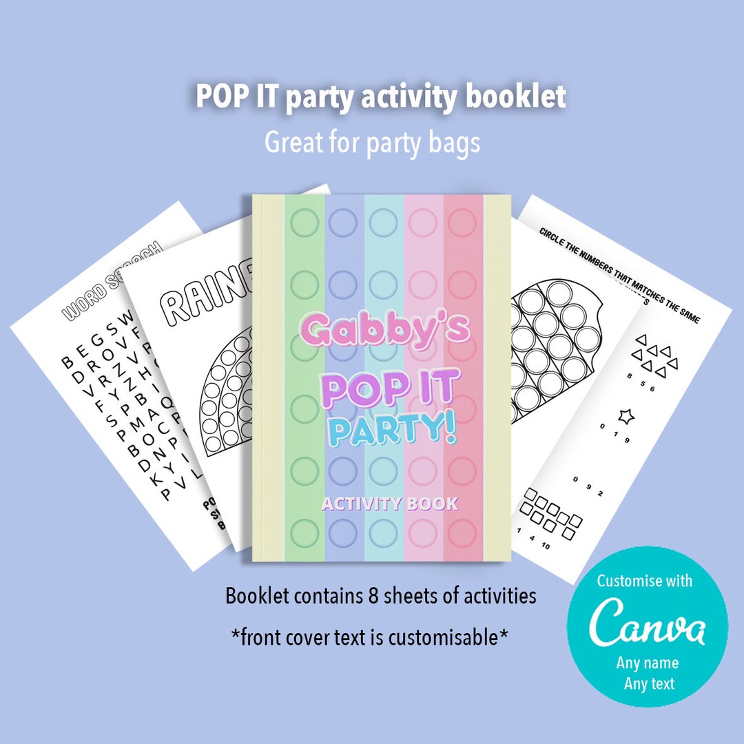 Pop It Coloring Books/pop It Birthday-pop It Party Favors Fidiget Party ...