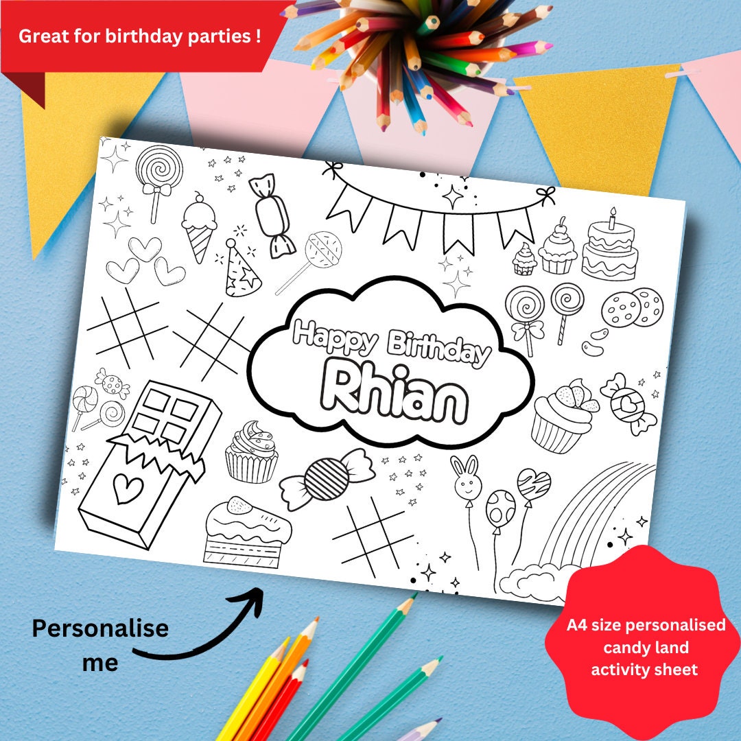 Personalised Candyland Activity Sheet, Sweet Shop Activity Sheet - Etsy
