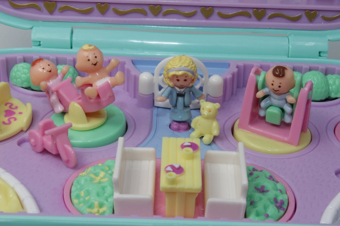 1992 Vintage Polly Pocket Babysitting Stamper Play Set - Complete W ...