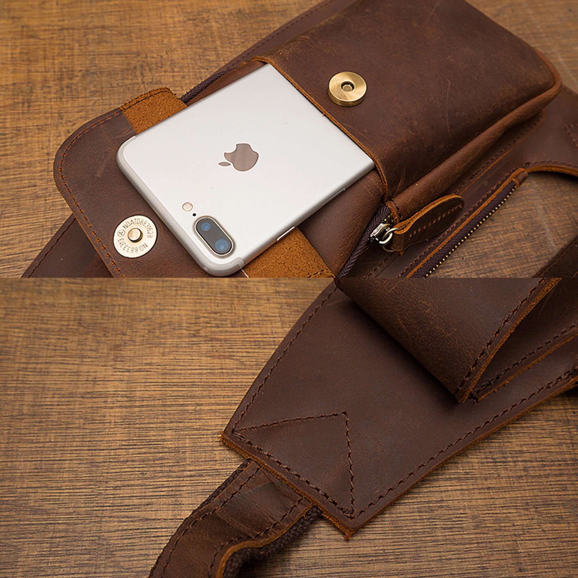 Leather Sling Bag Men, Large Men Crossbody Bag, Brown Men Sling ...