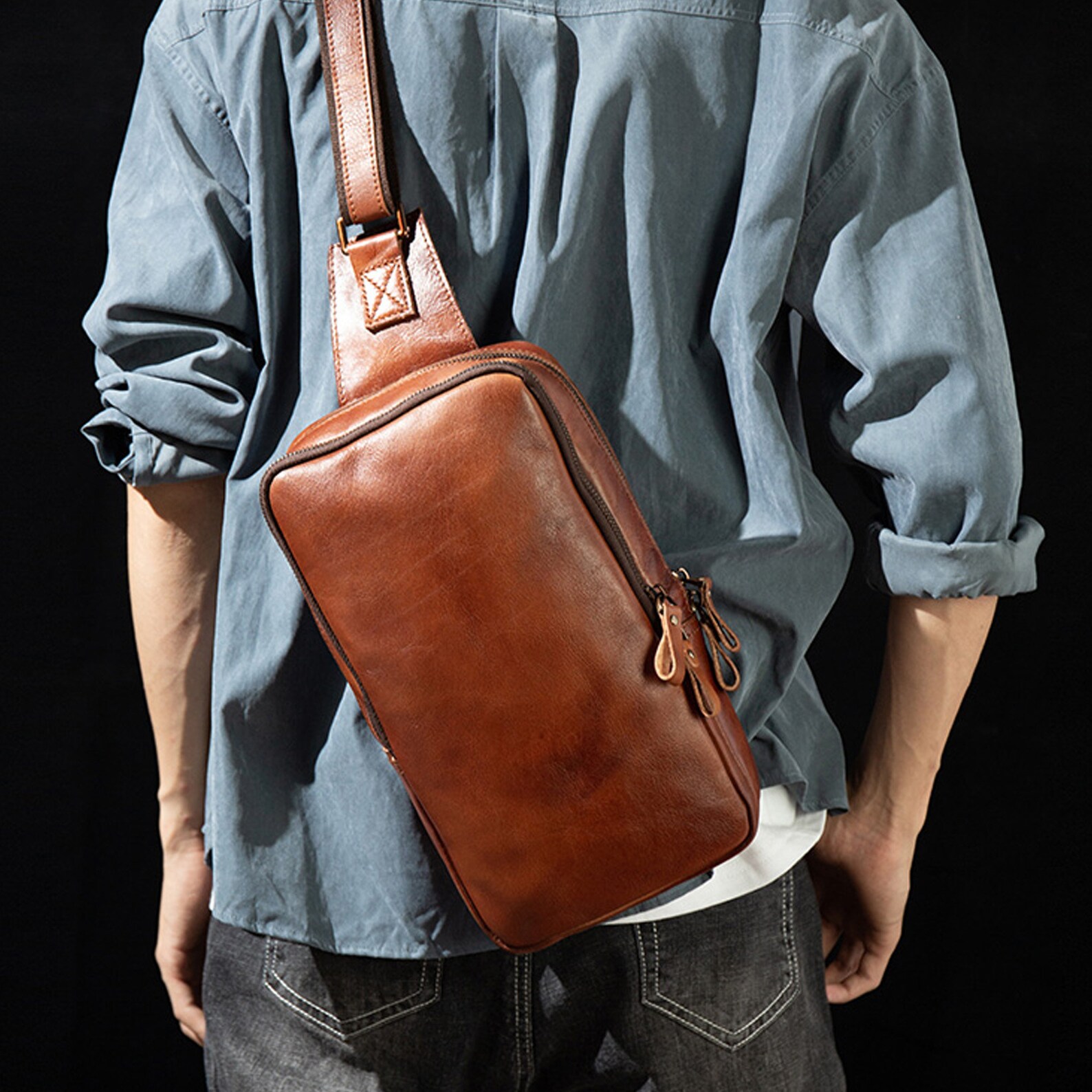 Men Sling Bag Brownhandmade Sling Bag Crossbody Men Leather - Etsy