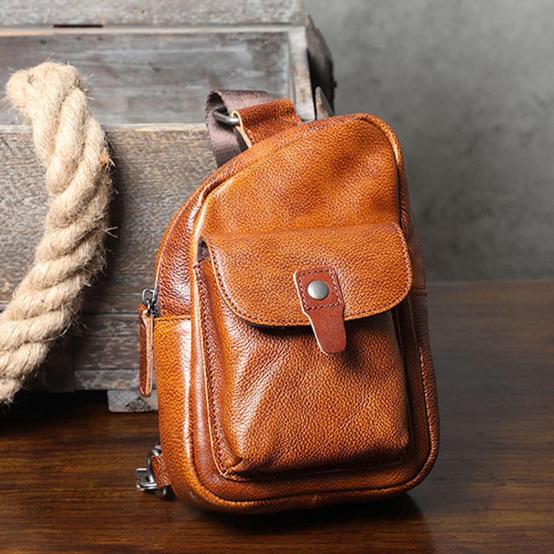 Handmade Mens Sling Bag Crossbody Small Leather Sling - Etsy