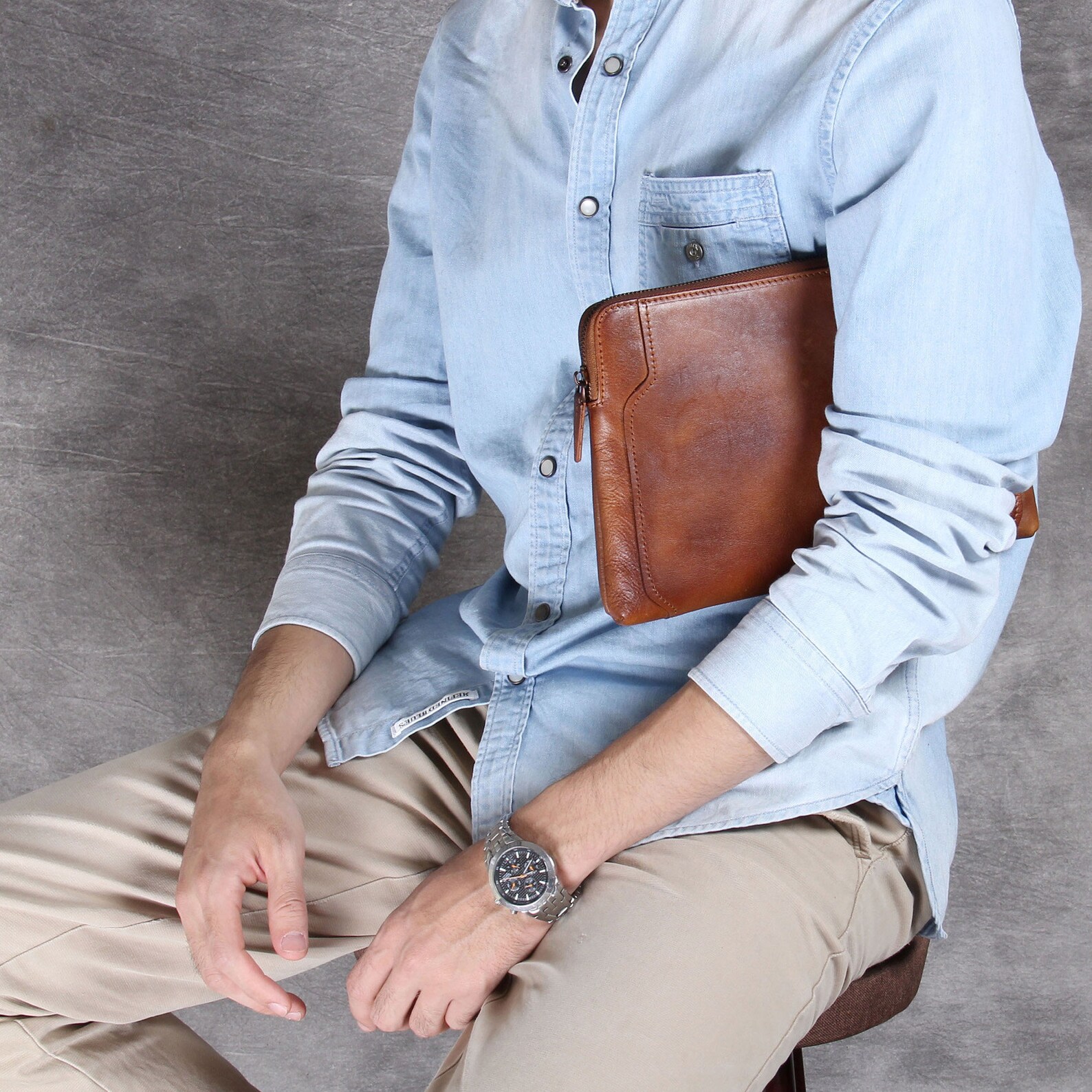 Black/brown Men Clutch Bag With Strap,leather Men Clutch Wallet Large ...