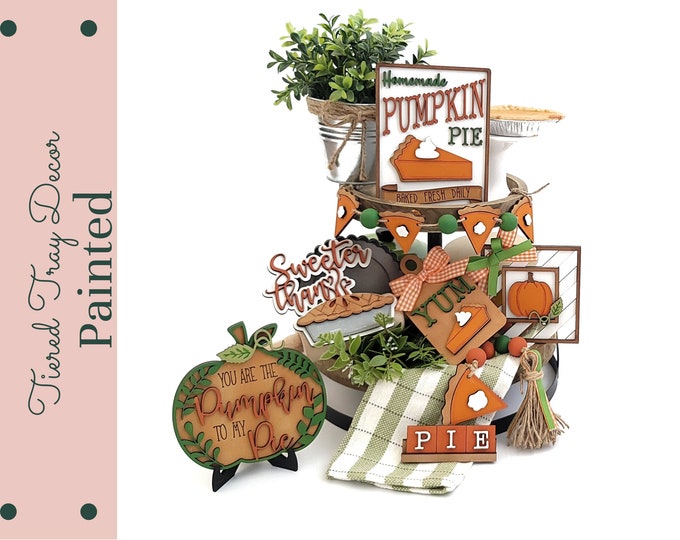 Pumpkin Pie Tiered Tray for the Kitchen, Fall Harvest Kitchen Decor ...