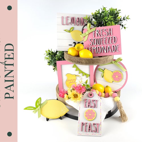 Lemon Tiered Tray Decor Summer Tiered Tray Bundle Lemonade - Etsy