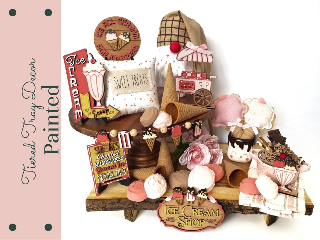 Ice Cream Tiered Tray Decor, Summer Kitchen Decorations, Birthday Party ...