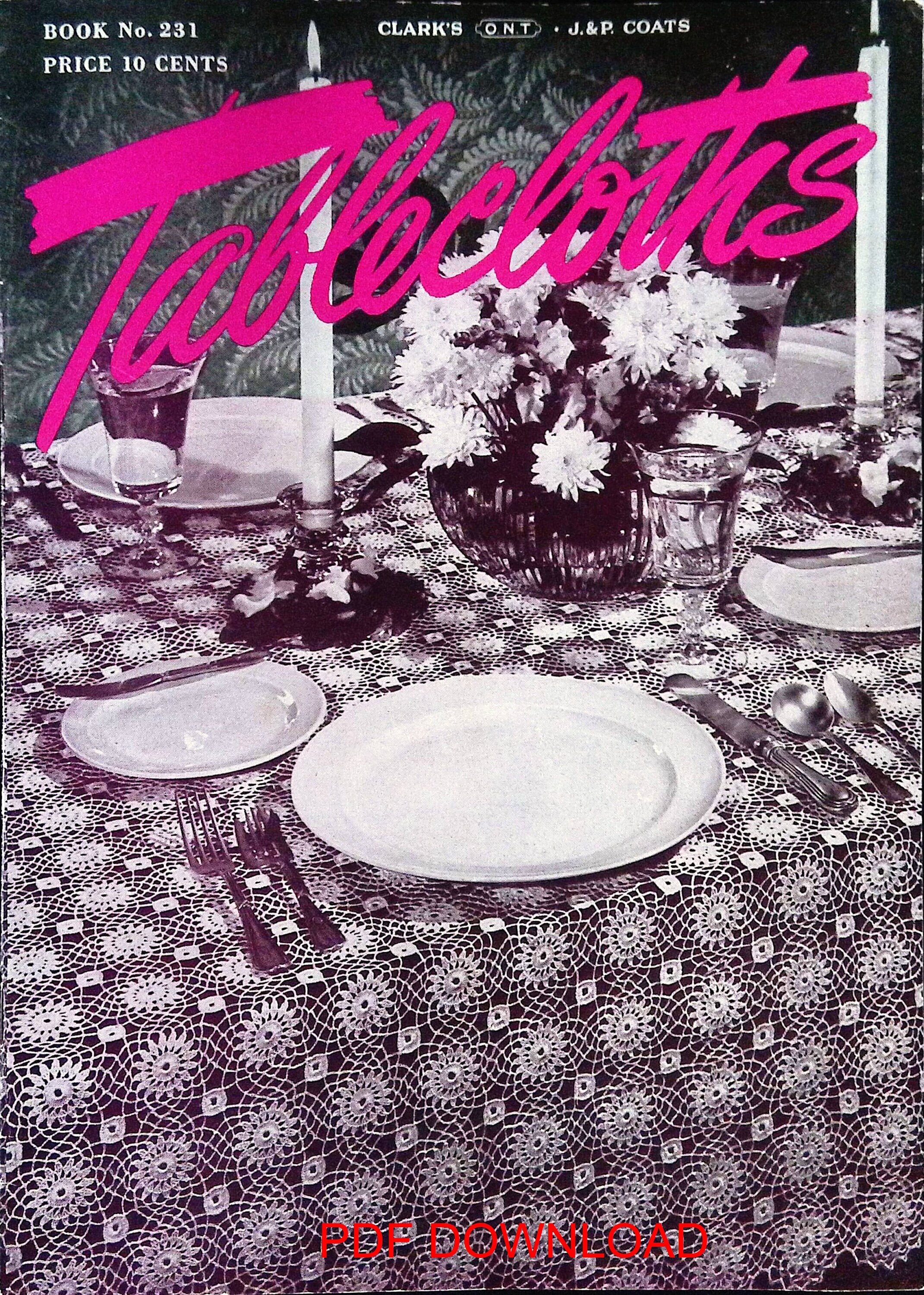 1940's Vintage Crochet Book - Tablecloths, Luncheon Set, Tray Cloth ...