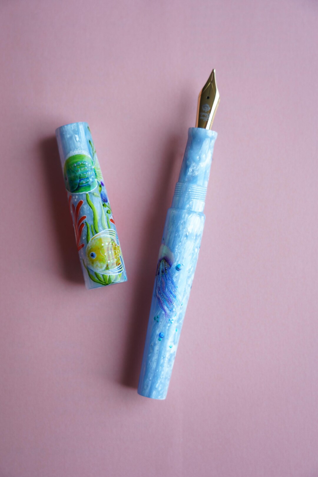 Coral Reef Themed Ice Blue Italian Acrylic Fountain Pen Cartridge ...