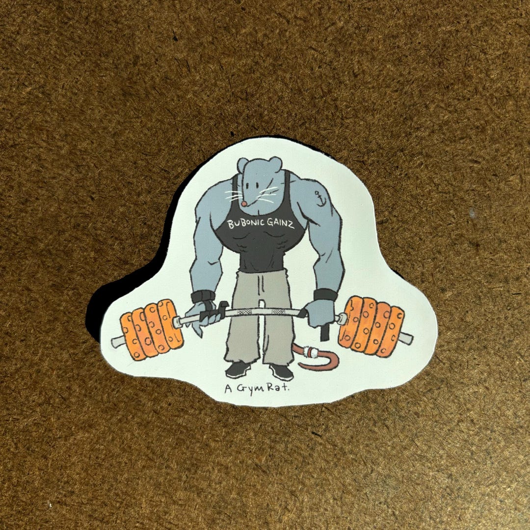 Gym Rat Sticker (waterproof Weird Animal Vinyl Sticker) - Etsy