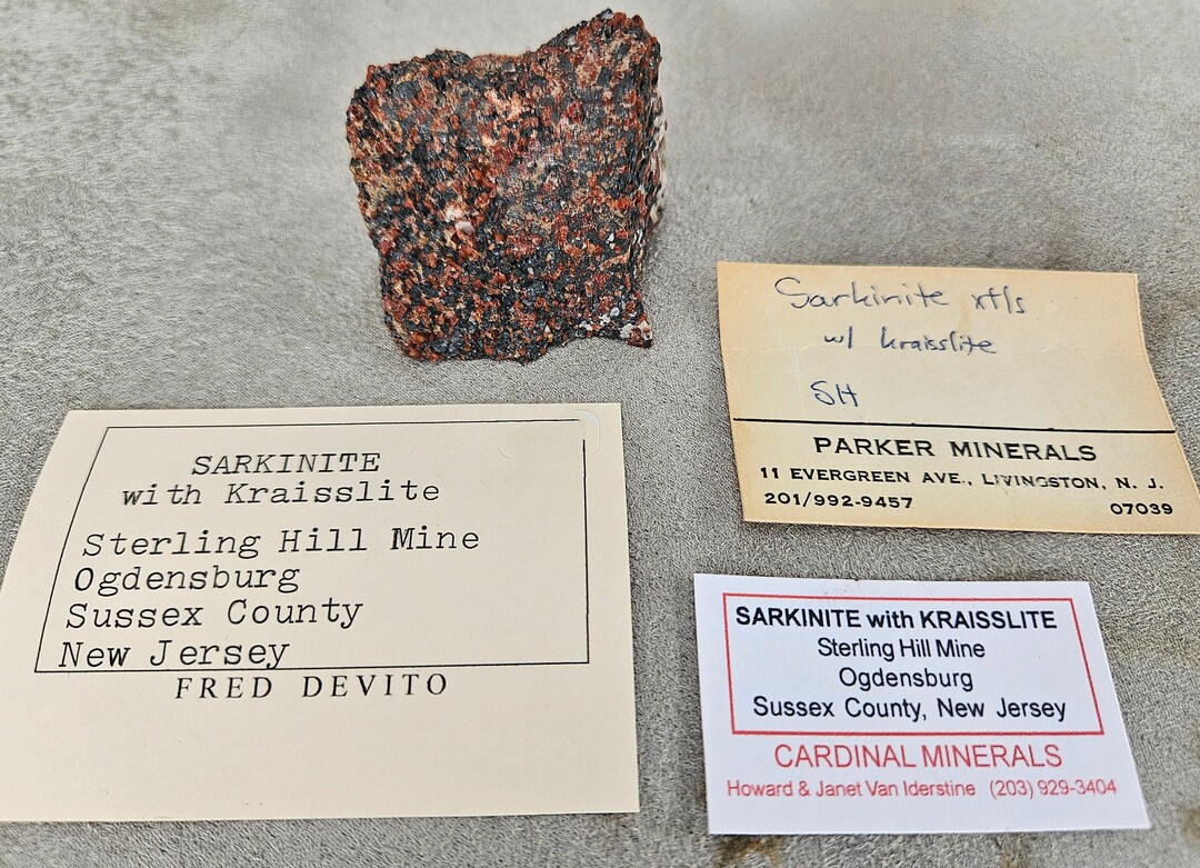 Historic Old Red and Black Speckled Sarkinite With Kraisslite, Sterling ...