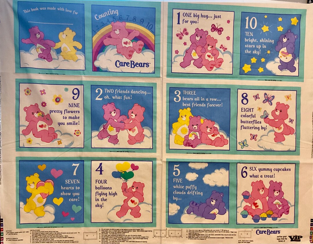 Care Bears Soft Fabric counting 1 to 10 Book Panel for Babies and ...