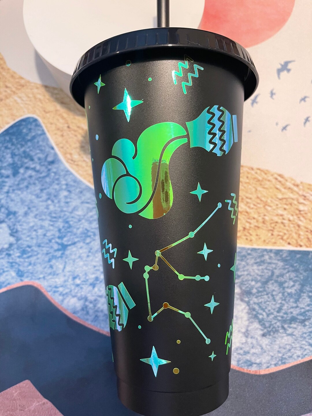 Zodiac Sign Cup With Straw - Etsy