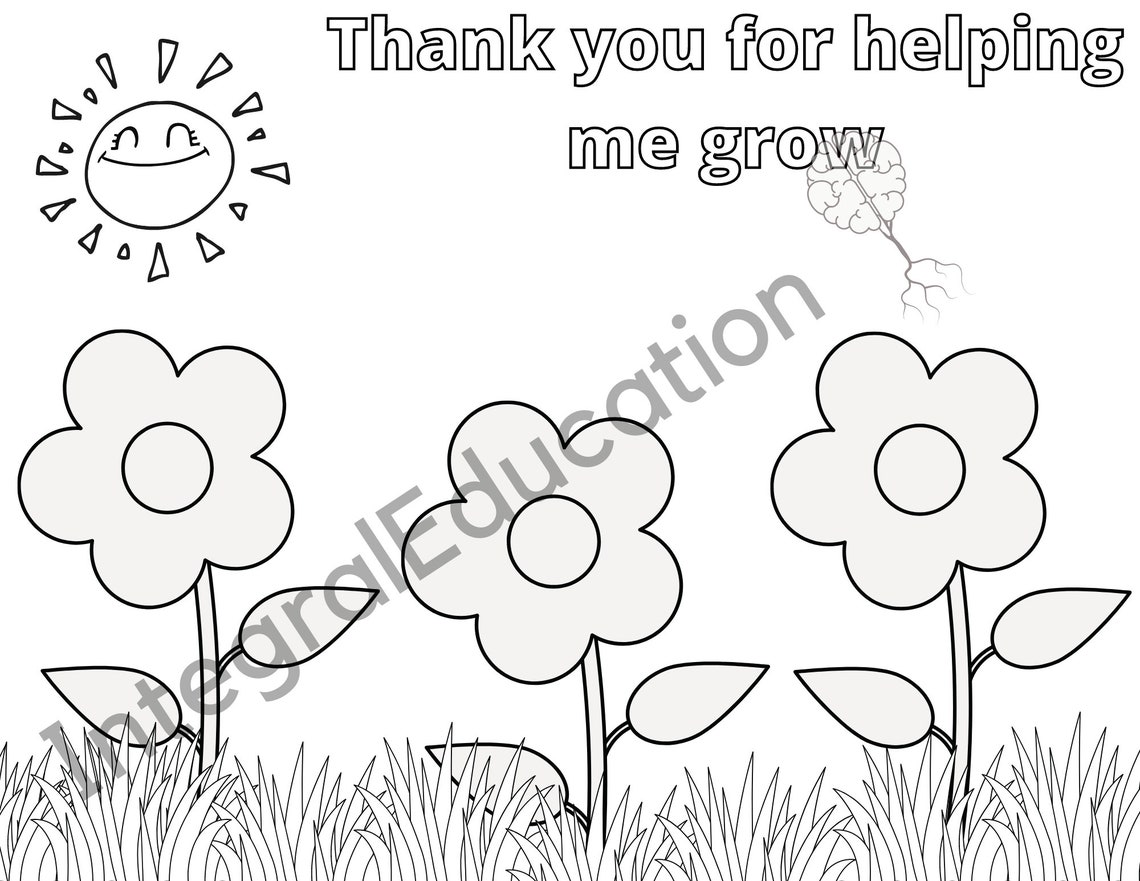 Thank You for Helping Me Grow Mothers Day Gift Coloring Page - Etsy