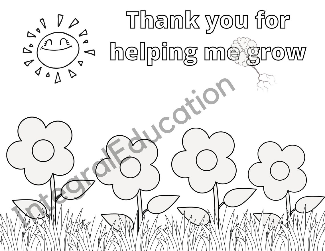 Thank You for Helping Me Grow Mothers Day Gift Coloring Page - Etsy