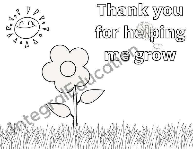 Thank You for Helping Me Grow Mothers Day Gift Coloring Page - Etsy