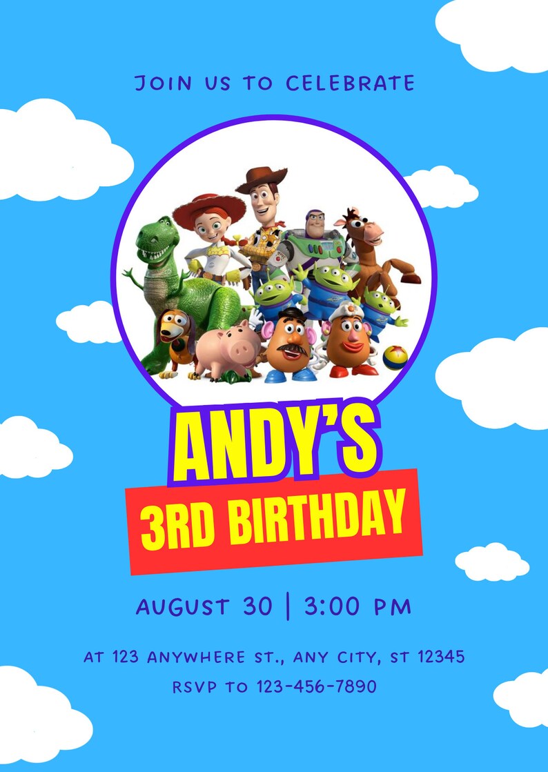 Toy Story Kids Birthday Party Digital Invitation - Etsy