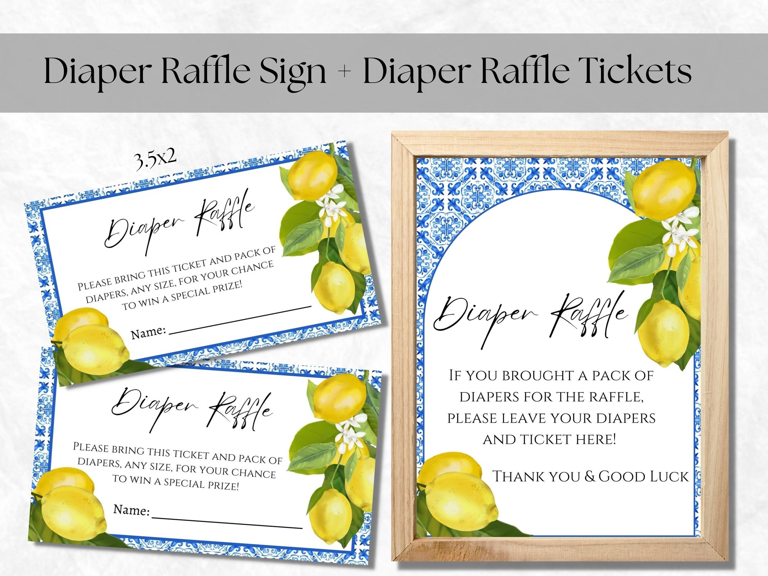 Lemon Blue Tile Arched Baby Shower Signs, Italian Baby Shower Signs ...