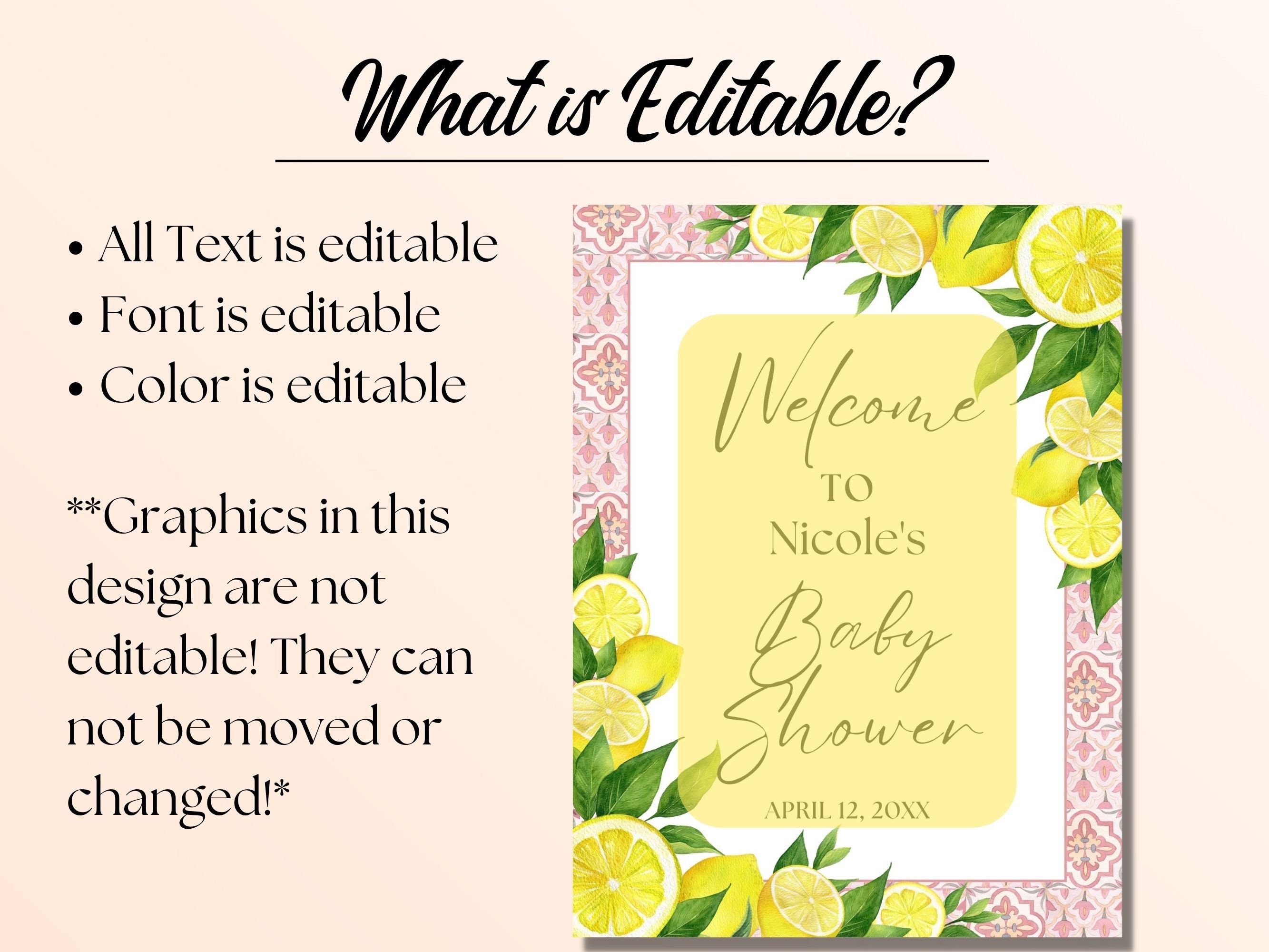 Lemons Pink Tile Baby Shower Entrance Sign 18x24, Italian Baby Shower ...