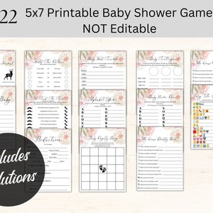 Blush Pink Floral Baby Shower Games, Pink Baby Shower Game Bundle, Coed ...