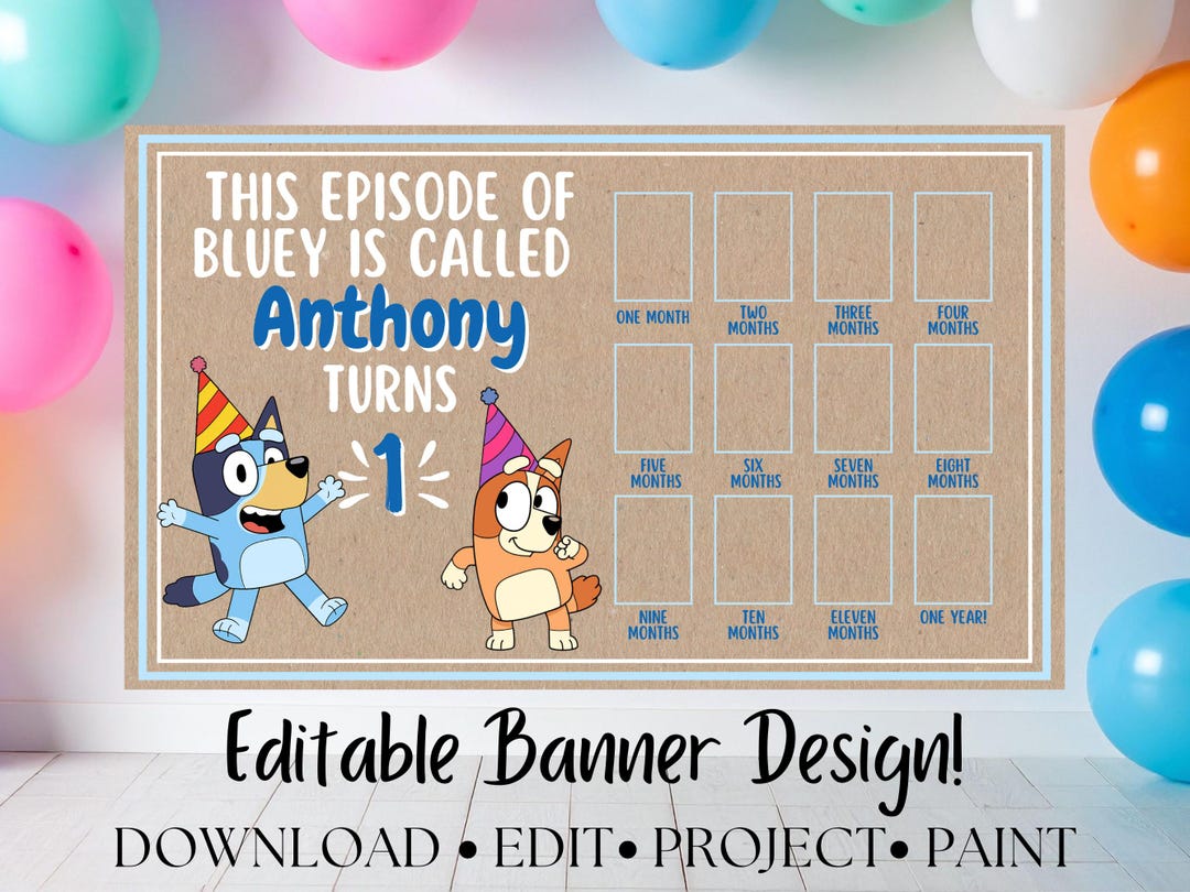 Bluey Banner Template |milestone Picture Display | Editable Canva ...