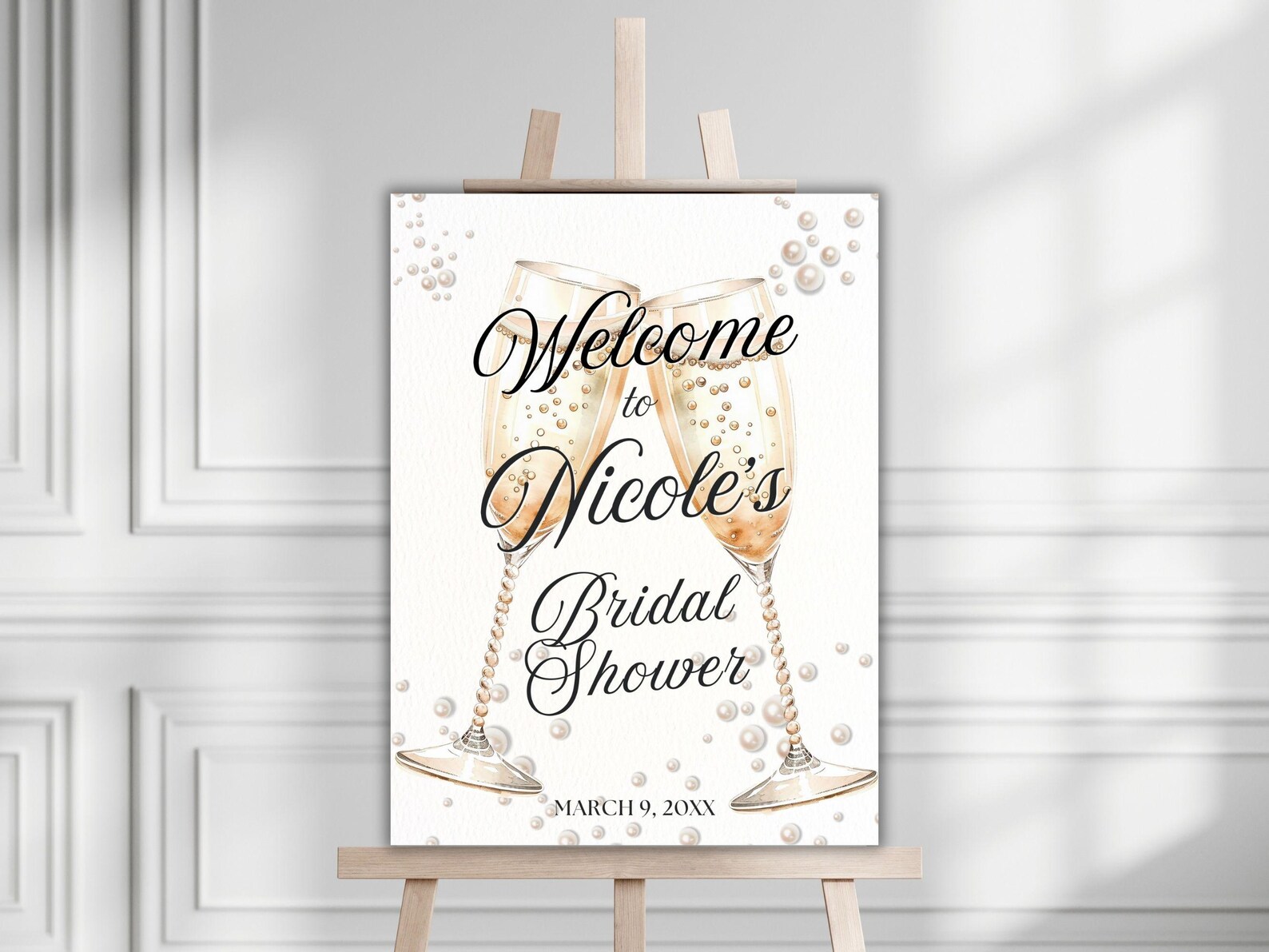 Pearls and Prosecco Bridal Shower Welcome Sign Template Pearls Prosecco ...