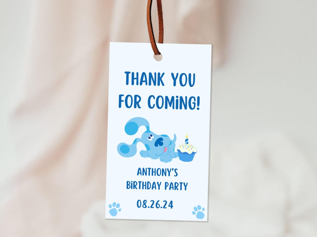 Blues Clues Inspired Party Favor Tag, 2x3.5 Thank You Favor Tag, Blues ...
