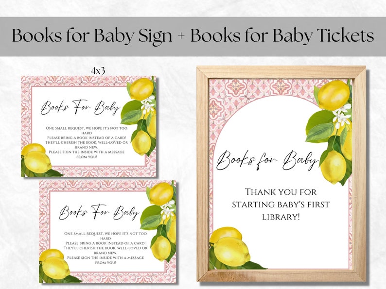 Lemon Pink Arched Tile Baby Shower Signs, Italian Baby Shower Signs ...